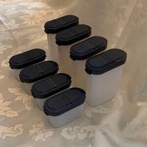 Tupperware | Kitchen | Tupperware Set Of 8 Black And White Storage ...